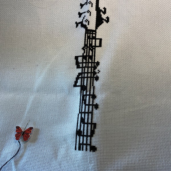 Guitar Cross Stitch Pattern Music Monochrome Pattern Musical Instrument ...