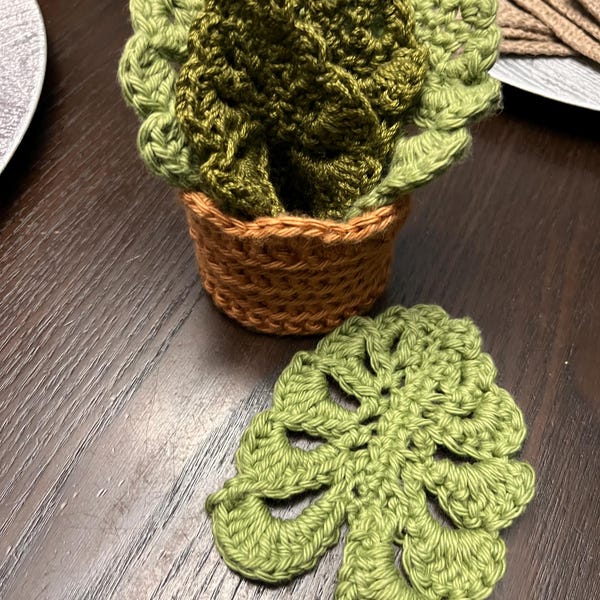 CROCHET PATTERN - Monstera Leaf Coaster Set Crochet Pattern Plant ...