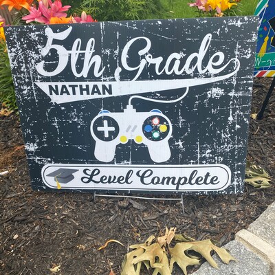 5th Grade Sign, 5th Grade Graduation Yard Sign, Video Gamer Class of ...