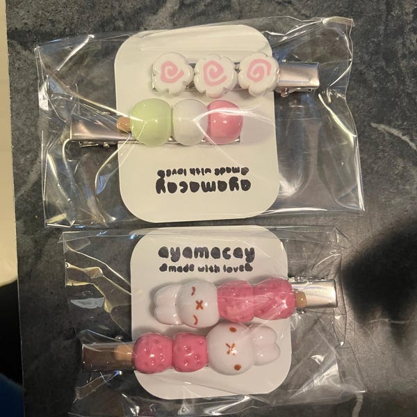 Dango Narutomaki Hairclips Polymer Clay 2 PCS SET, Aesthetic, Japanese ...