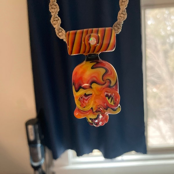 Handblown Sculpted Skull Glass Pendant - Unique Heady Art Jewelry ...