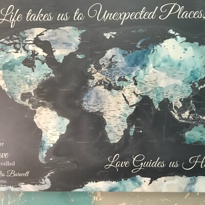 World Map, Muted Tones, Large World Map, Map With Cities, City Labels ...