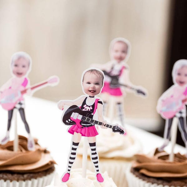 Rockstar Photo Toppers, Rock'n Roll Cupcake Toppers, Rock Cupcake ...