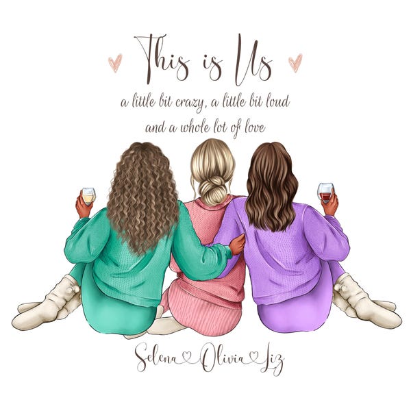 Personalized Best Friends Print, Custom 3 Friend Prints, Three Best ...