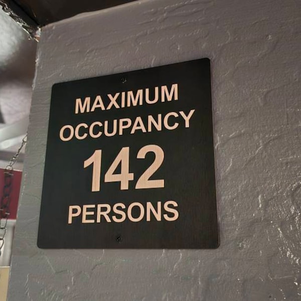 Modern Wood Maximum Occupancy Sign - 7" X 7" Size - ADA Braille ...