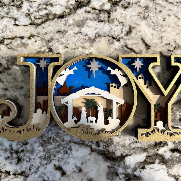 Multilayer Joy Scene Art Svg, Nativity Scene Svg, Christmas Scene Svg ...