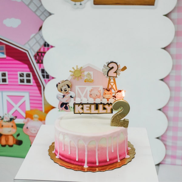 Farmer Minnie Mouse Cake Topper, Farm Cake Topper, Farm Party Decor - Etsy