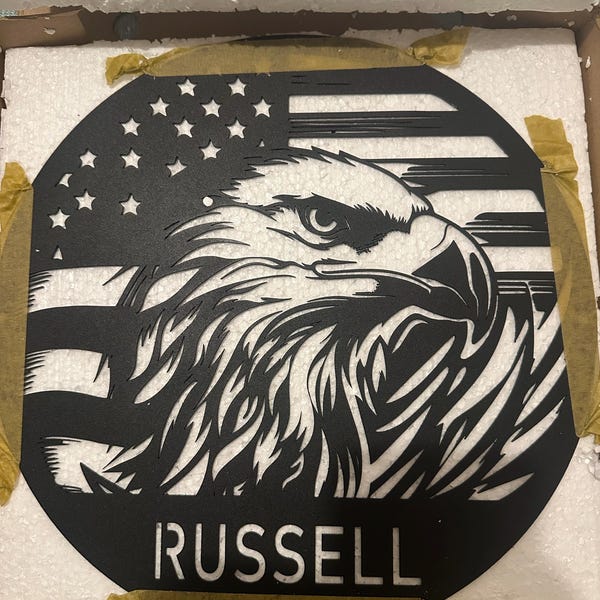 Custom Eagle US Flag Metal Sign, American Flag Gift, Personalized Name ...