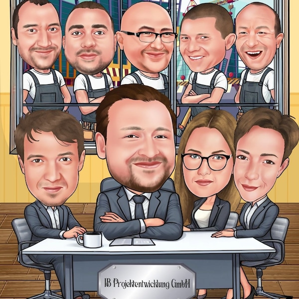 Custom Group Caricature, Group Portrait, Caricature From Photo, Group ...