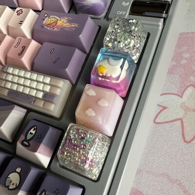 Holographic Star Glitter Keycaps OEM R1 Cherry MX Switches Mechanical ...