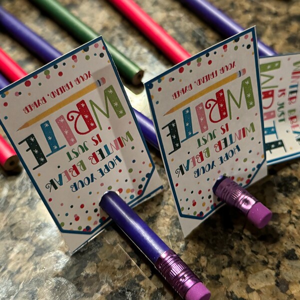 Holiday Pencil Gift Tag Winter Break Just Write Christmas Pencil Tags ...