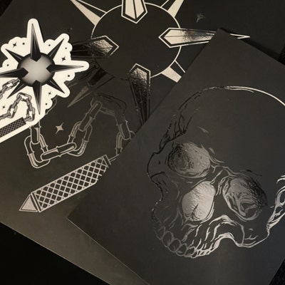 Gothic Mini Art Prints Set of 3 Tattoo Style Wall Hangings Witchy ...