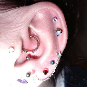 16G Dragon Claws Opalite Labret Ring/stainless Steel Lip Stud ...