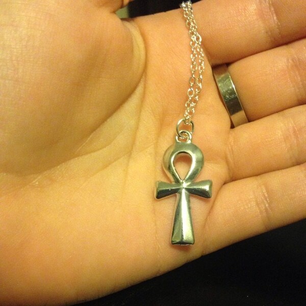 Ankh Necklace, Silver Plated Ankh Charm on a Silver Cable Chain - Etsy
