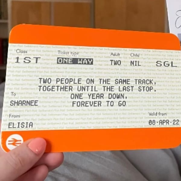 Personalised Train Ticket Anniversary Card, Custom Anniversary Card ...