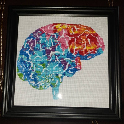 Brain Cross Stitch Pattern Modern Cross Stitch Human Anatomy Science ...