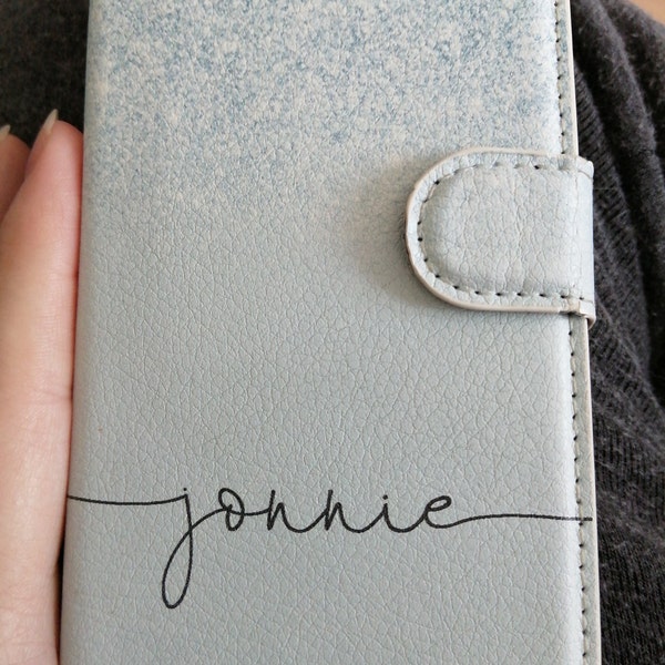 Personalised Initials Custom Wallet Leather Phone Case Ombre Printed ...