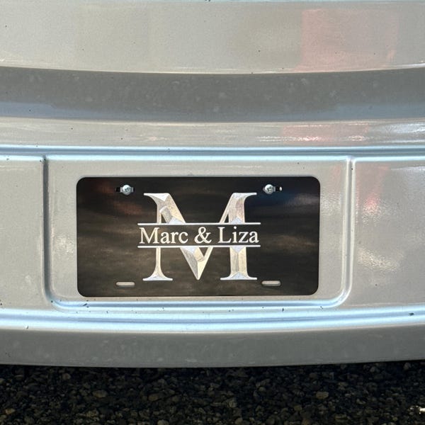 Name Initial Monogram License Plate Car Tag Vanity Front Custom Diamond ...