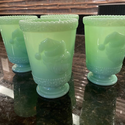 Set of Two. Mosser Glass Jadeite Santa Claus Christmas Tumblers. - Etsy
