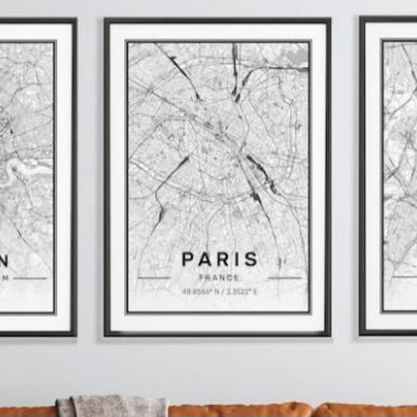City Map Prints, Custom Personalised, 3 for the Price of 2 Modern Wall ...