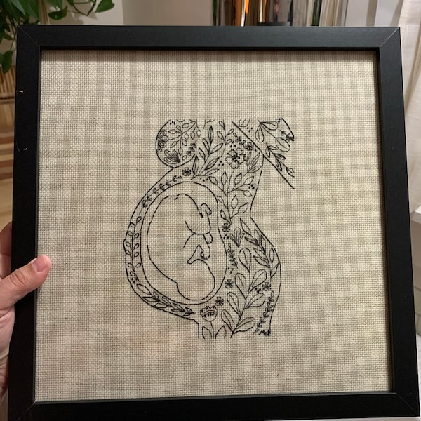 Pregnant Cross Stitch Pattern Baby Shower Cross Stitch Horizontal Art ...