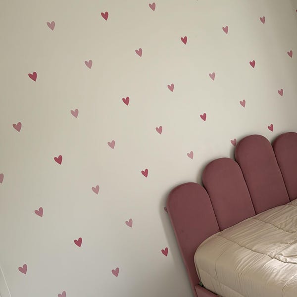 Pink Heart Wall Stickers | Heart Wall Decals | Girl Bedroom Decal | PVC ...