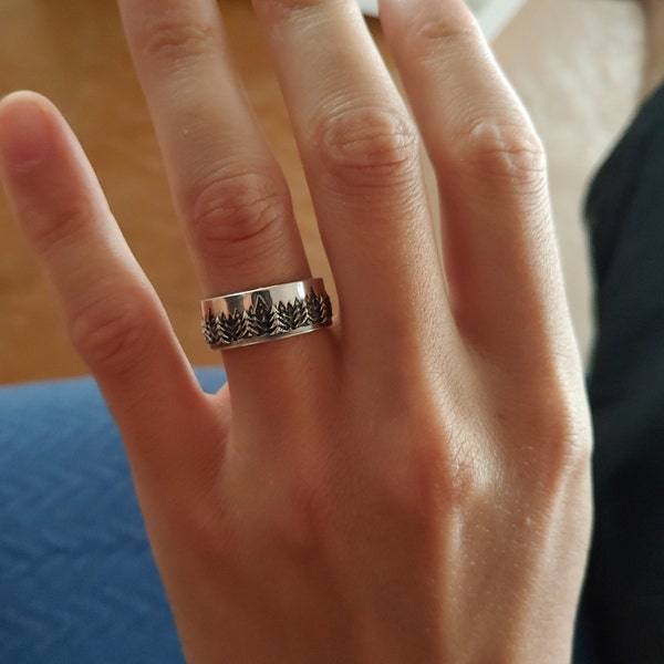Sterling Silver Pine Tree Ring, Forest Ring, Nature Ring, Tree Wedding ...