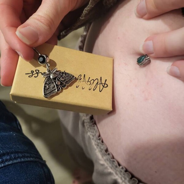 Moth Belly Ring You Choose Barbell Color, Moon Phase Luna Moth, 14g ...