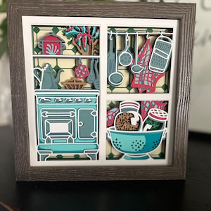3D Kitchen SVG EPS, Cooking Shadow Box, Layered Cardstock Oven ...