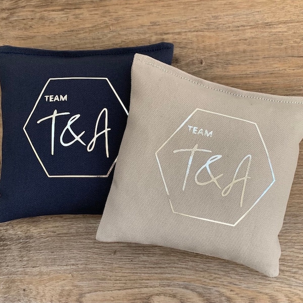 Modern Wedding Custom Last Name Bean Bags for Cornhole Gift for Bride ...