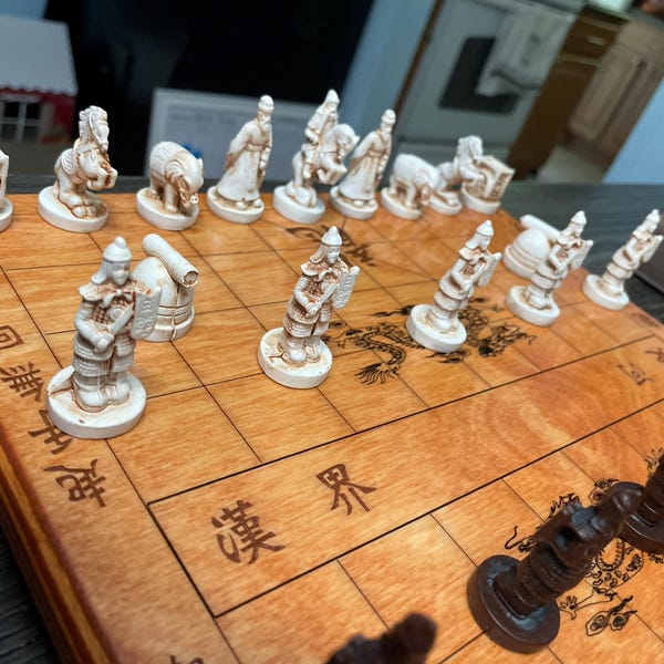 Handmade Wooden Chinese Chess Set Aka Xiangqi | Personalized | Back is ...
