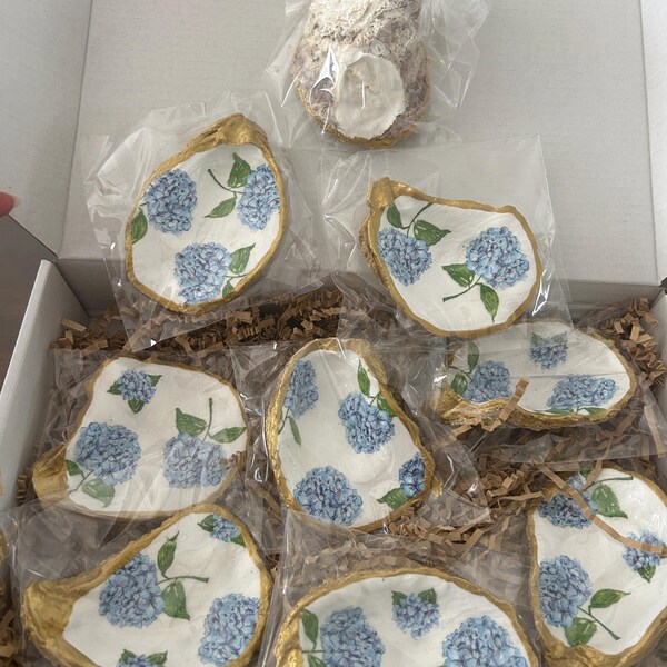 Bulk or Solo Hand Made Oyster Shell Ring Dishes Hydrangea/coastal ...