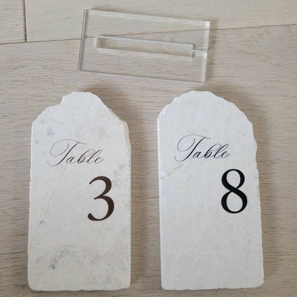Daylight Marble Table Numbers | Wedding Signs | Event Signs | Custom ...