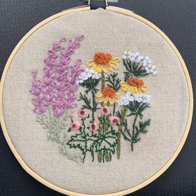 Botanical Embroidery Pattern 5, DIY Wildflowers Embroidery, Digital ...