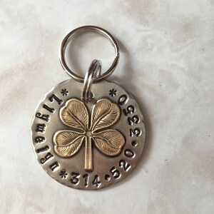 Custom Dog Id Tag Brass Four Leaf Clover - Etsy