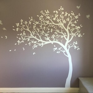 White Tree Wall Sticker Large Nursery Tree Decal With Birds | Etsy UK
