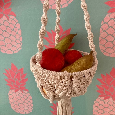 Macrame Fruit Basket Pattern Macrame Hanging Planter PDF - Etsy