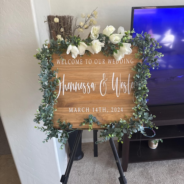 Wedding Welcome Sign - Bride and Groom Name Sign - Wedding Entrance ...
