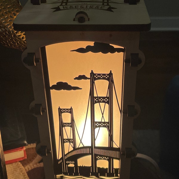 Mackinac Bridge Michigan Wood Statement Lantern, Unique Lantern Made ...
