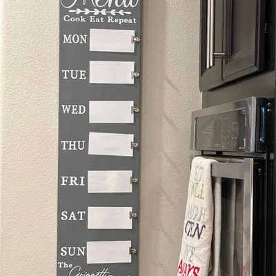Menu Board, Kitchen Decor, Hanging Farmhouse Menu, Weekly Menu Board ...