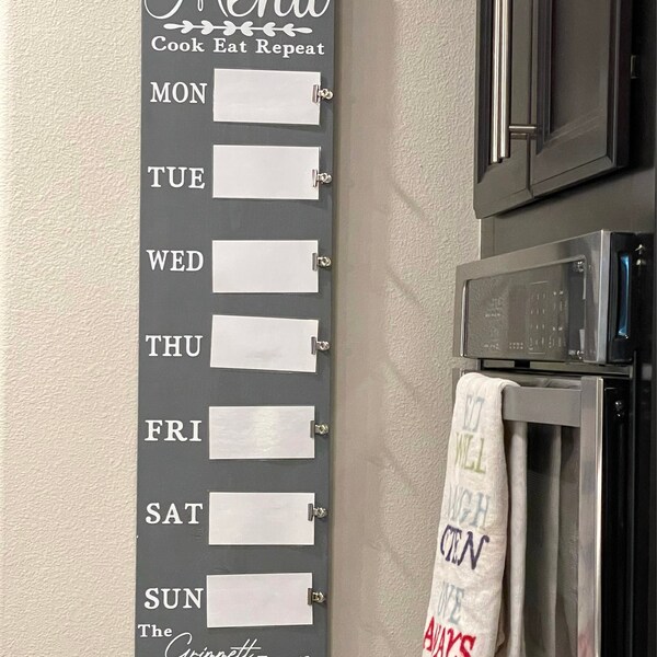 Menu Board, Kitchen Decor, Hanging Farmhouse Menu, Weekly Menu Board ...