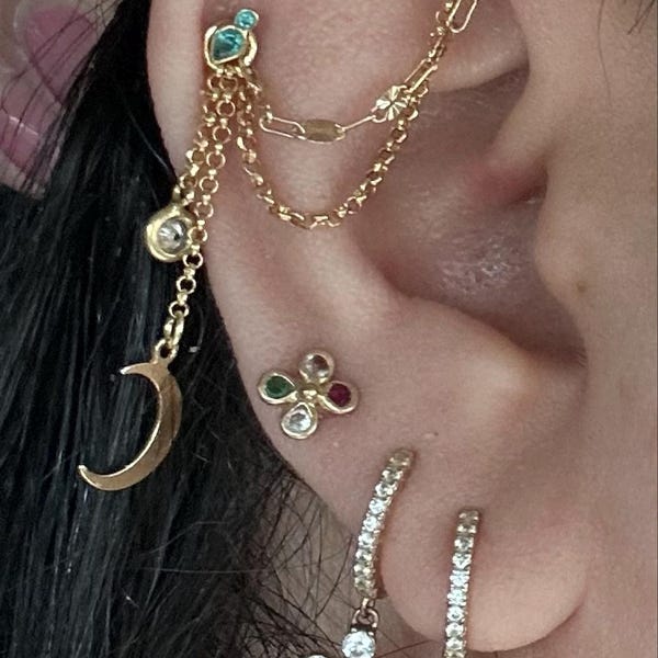 Star Conch Ear Piercing, Conch Piercing, Conch Hoop Earring, Gold ...