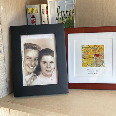 Framed Map & GPS Coordinates Custom Map Gift Latitude Longitude 5x5 ...