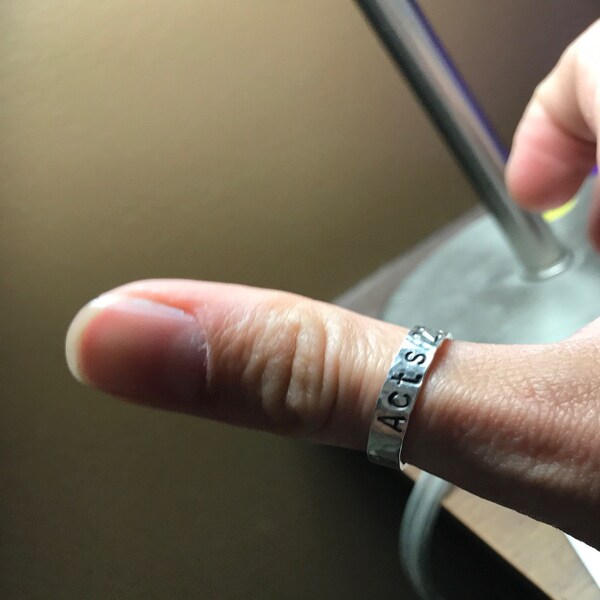 Personalized Hand Stamped Sterling Silver Ring - Custom Bible Scripture ...