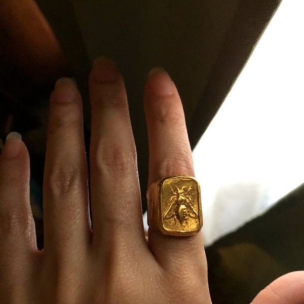 Roman Coin Intaglio Men Bee Ring | Zeus Ring | Honey Bee Ring | 925K ...