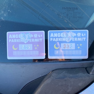 ANGEL PARKING PERMIT Angel Numbers Good Luck Affirmations Pastel Moon ...