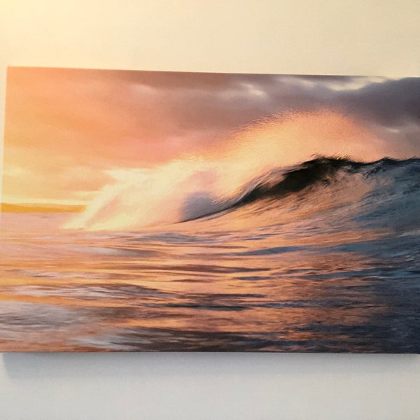 Colorful Ocean Wave Photography Wall Art, Sunset Surf Digital Download ...