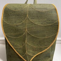 Green Cork Leather Leaf Backpack Made From Plant Based - Etsy Canada