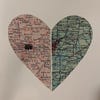 Long Distance Relationship - Map Heart in Two Places Custom Map Card - Etsy