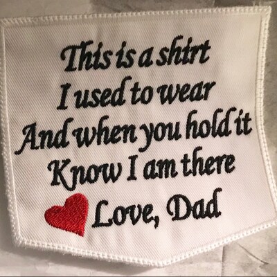 This is a Shirt I Used to Wear Patch, ONE Memory Pillow IRON-ON Patch ...